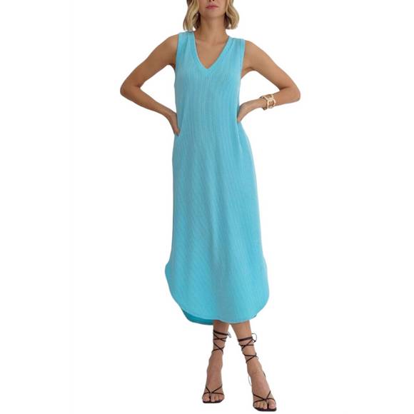 entro | Dresses | New Entro Go Coastal Or Go Postal Maxi Dress In Sky ...